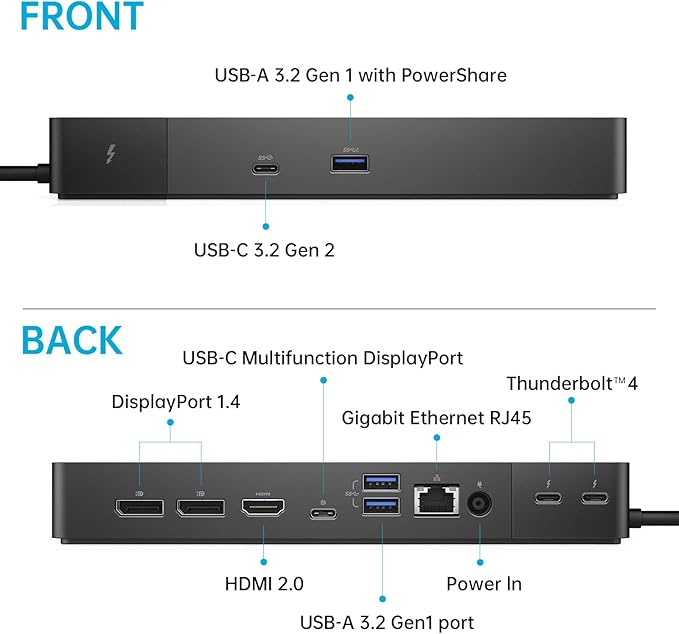 DELL WD22TB4 180W THUNDERBOLT DOCK BLACK, 1 YEARS WARRANTY
